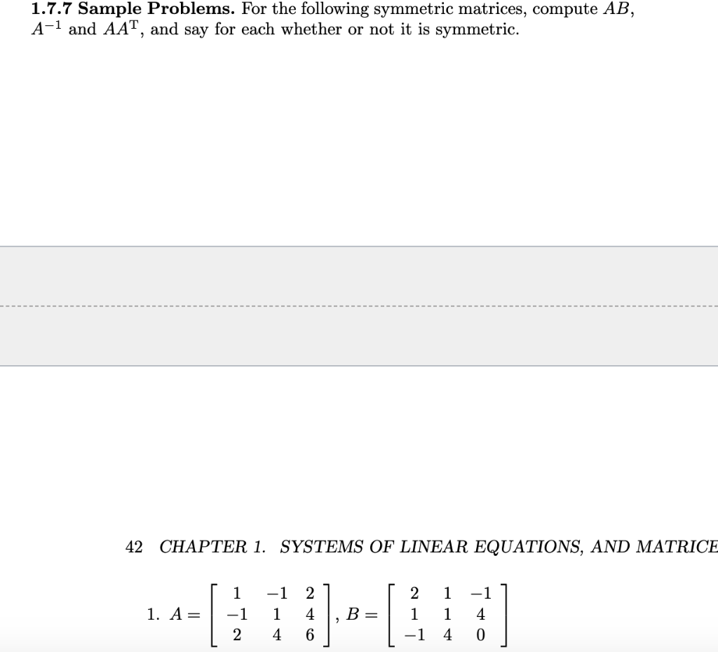 Solved 1.7.7 Sample Problems. For the following symmetric | Chegg.com