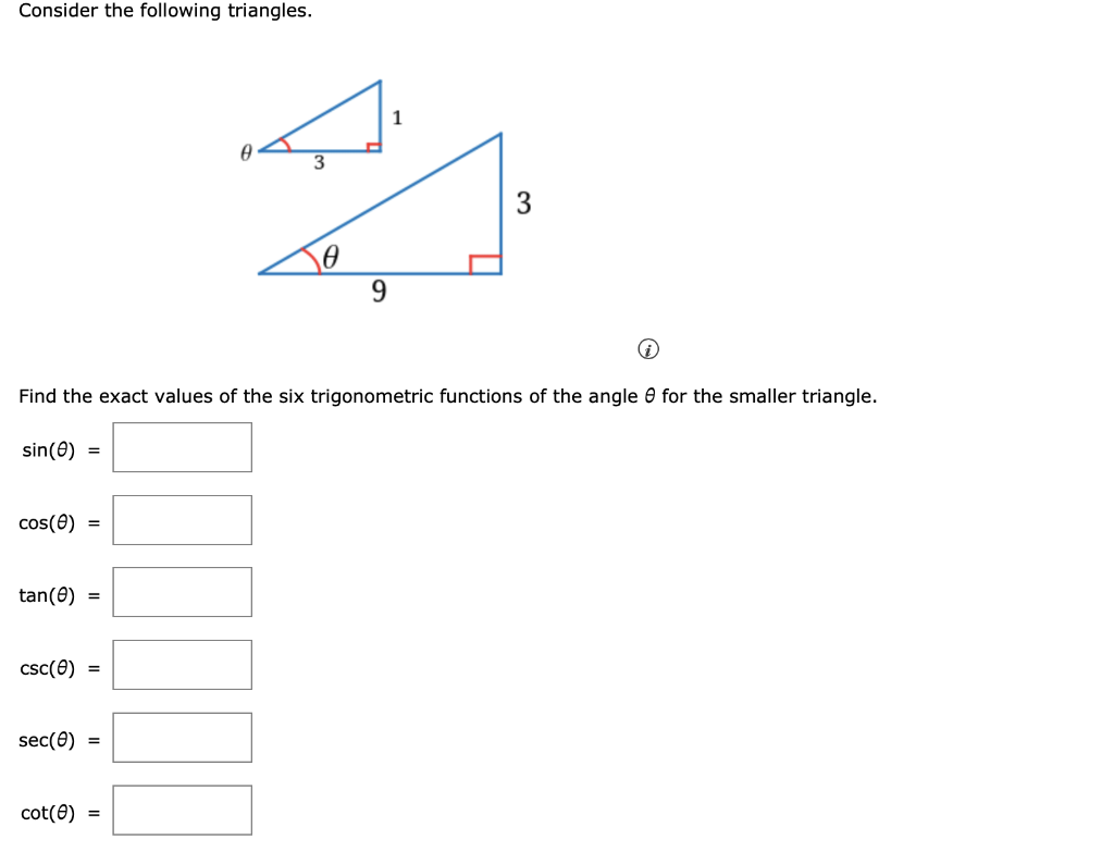 Solved Consider the following triangles.Find the exact | Chegg.com