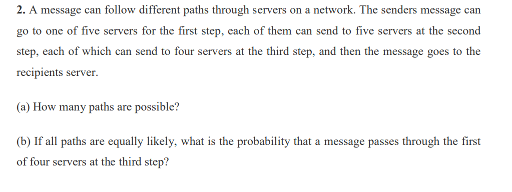 Solved A message can follow different paths through servers | Chegg.com