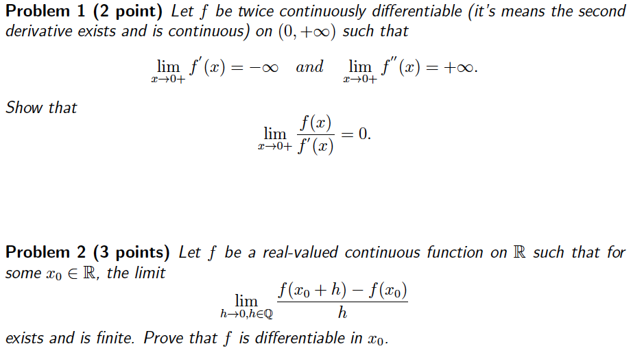 Solved Problem 1 (2 point) Let f be twice continuously | Chegg.com