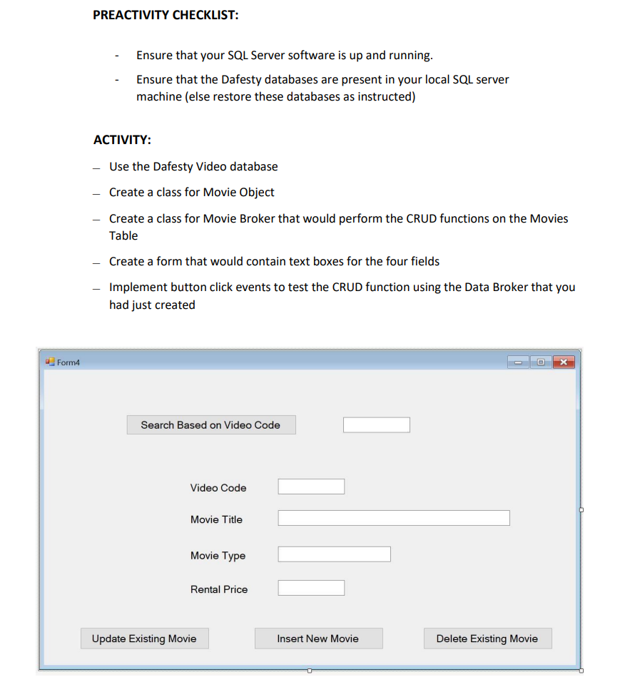 Solved PREACTIVITY CHECKLIST: - Ensure that your SQL Server | Chegg.com