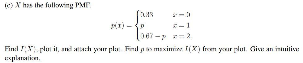 Solved (c) X has the following PMF. | Chegg.com