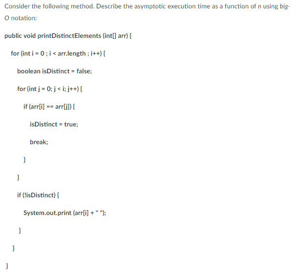Solved Consider the following method. Describe the | Chegg.com