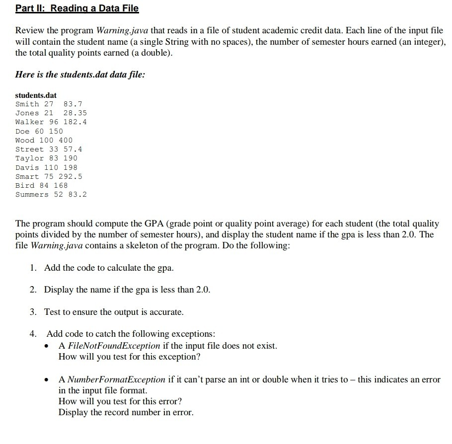 Solved Exceptions Part I: Count Letters File | Chegg.com