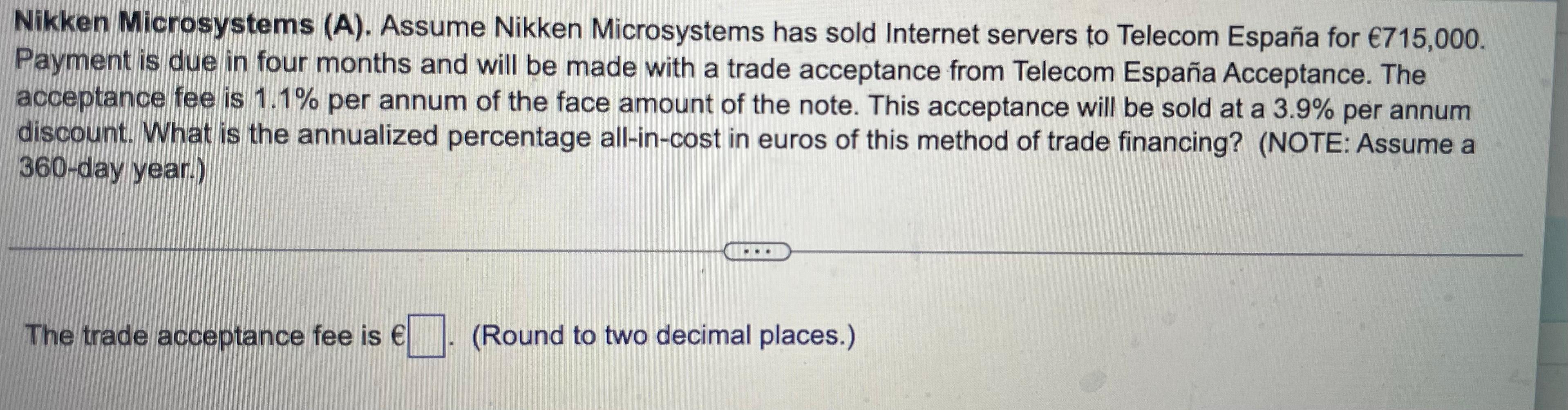 Solved Nikken Microsystems (A). Assume Nikken Microsystems | Chegg.com