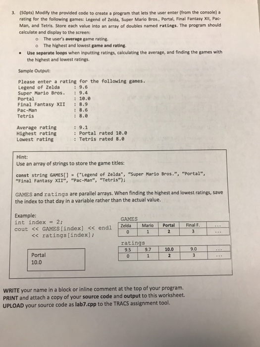 Solved (50pts) Modify the provided code to create a program | Chegg.com
