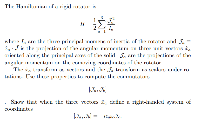 Solved The Hamiltonian of a rigid rotator | Chegg.com