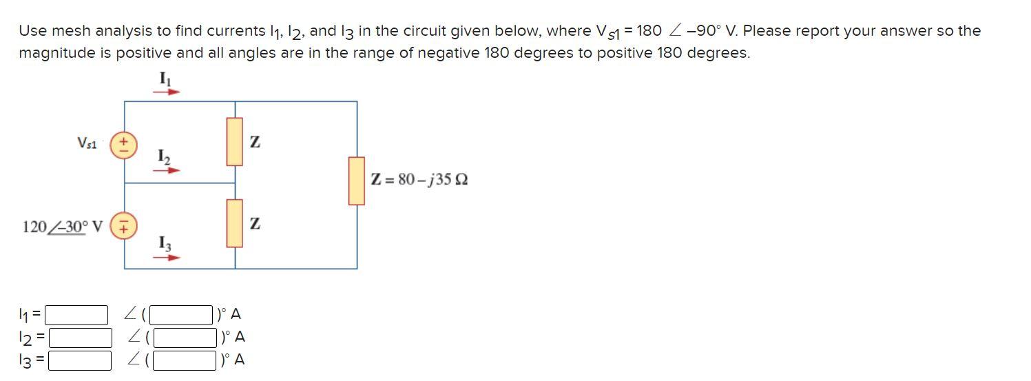 Solved Use mesh analysis to find currents 11, 12, and 13 in | Chegg.com