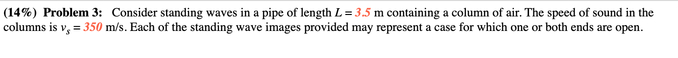 Solved (14%) Problem 3: Consider standing waves in a pipe of | Chegg.com