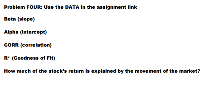 Solved Problem FOUR Using the following information: MARKET | Chegg.com