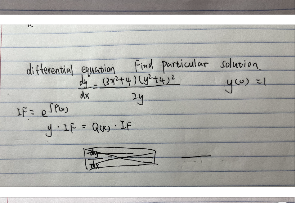 Solved K differential equation Find particular solution. dy | Chegg.com