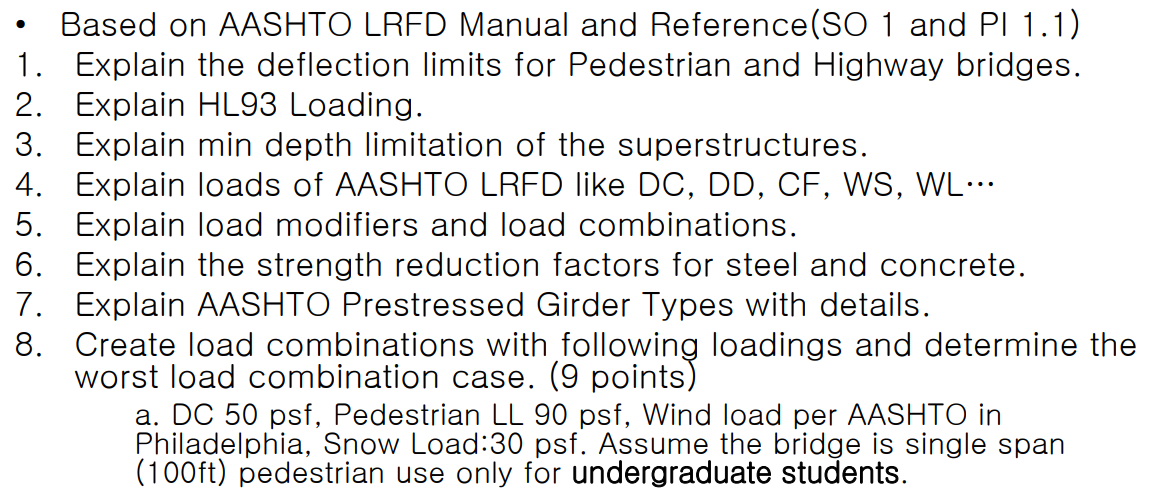 Solved Based on AASHTO LRFD Manual and Reference(SO 1 and Pl | Chegg.com