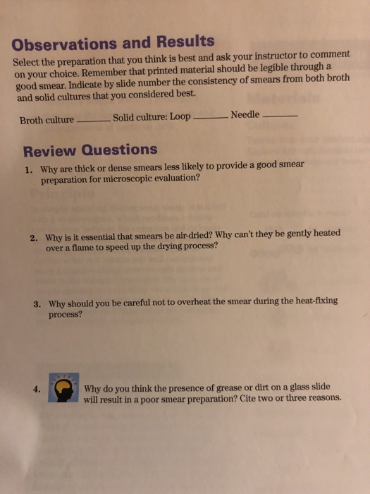 Solved Observations and Results Select the preparation that | Chegg.com