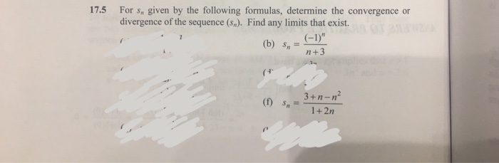 Solved For sn given by the following formulas, determine the | Chegg.com