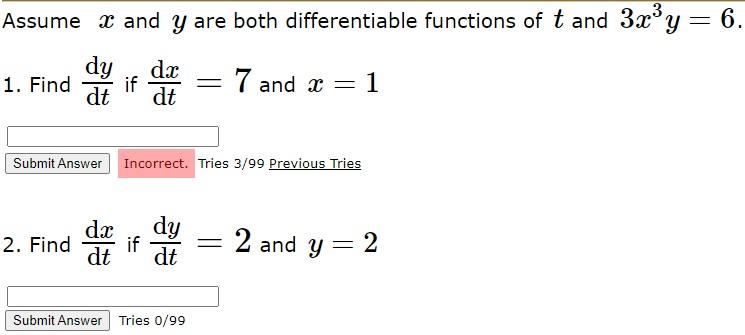 Solved Assume x and y are both differentiable functions of t | Chegg.com