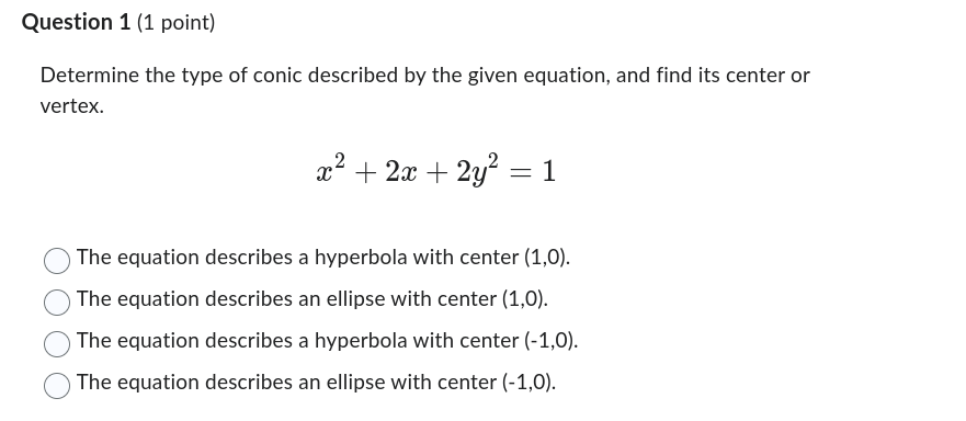 Solved Determine the type of conic described by the given | Chegg.com