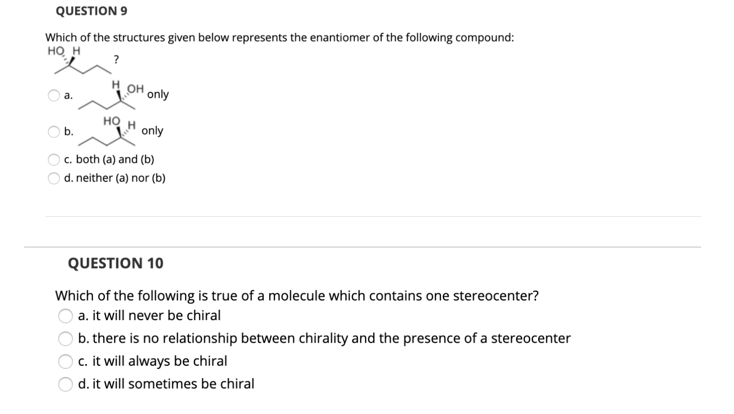 Solved QUESTION 9 Which of the structures given below | Chegg.com