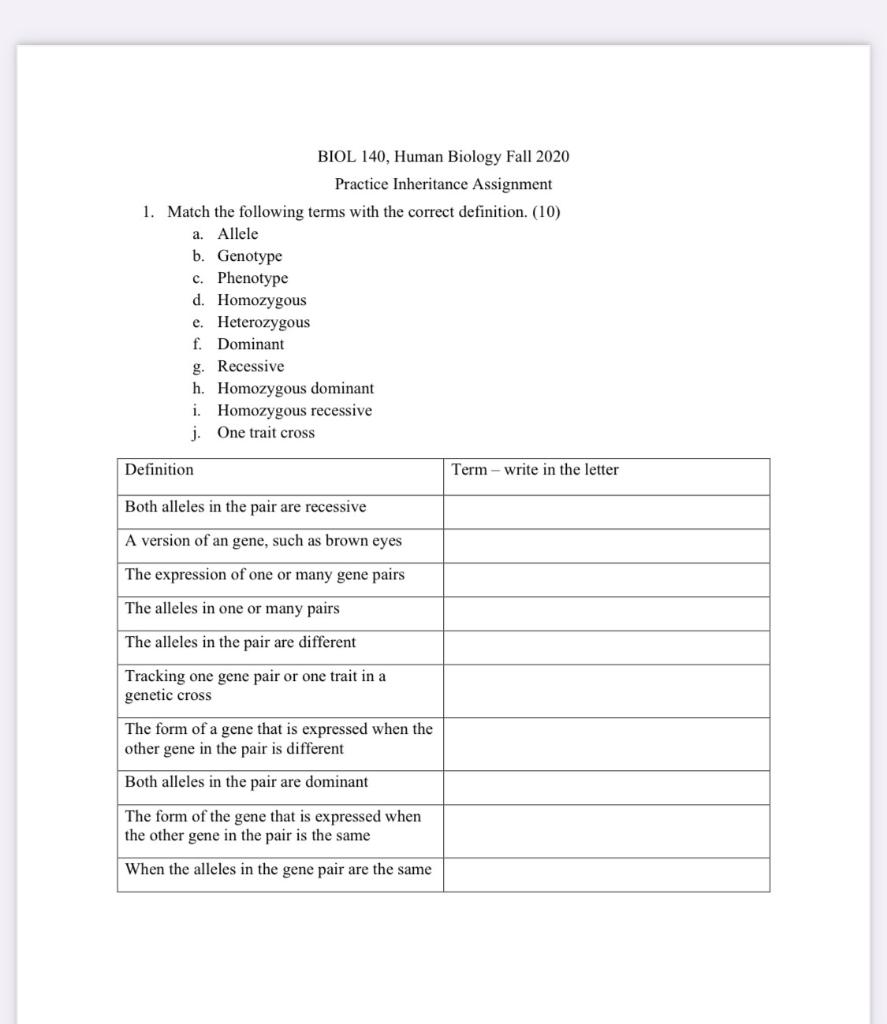 Solved BIOL 140, Human Biology Fall 2020 Practice | Chegg.com