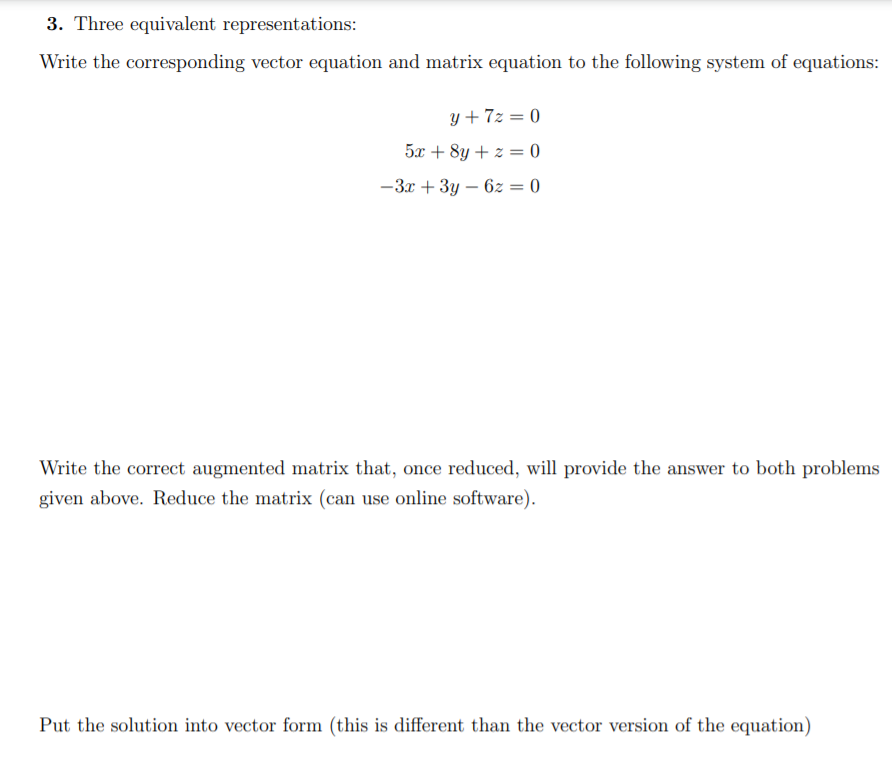 Solved 3. Three equivalent representations: Write the | Chegg.com