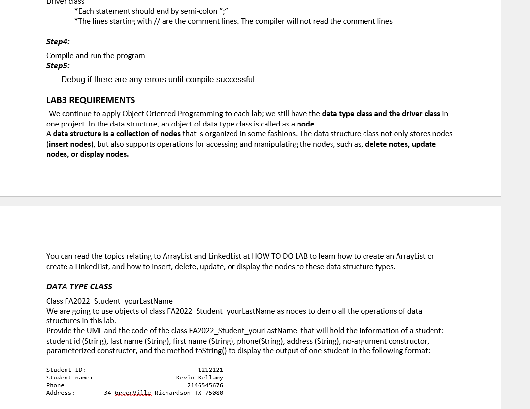 PLEASE PROVIDE THE FULL CODE IN JAVA according to the | Chegg.com
