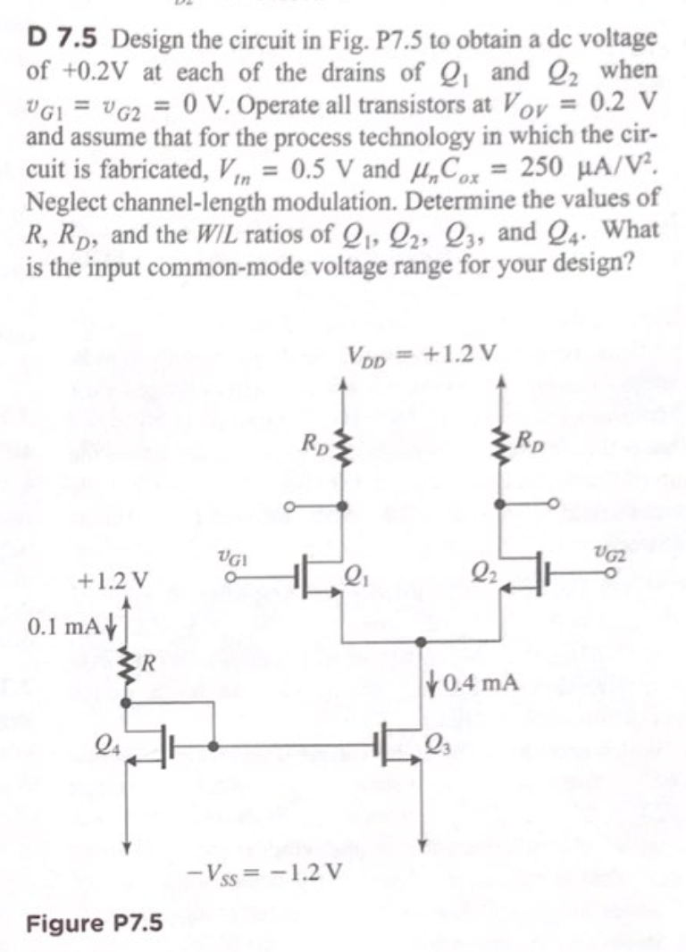 Solved D 7.5 Design the circuit in Fig. P7.5 to obtain a dc | Chegg.com