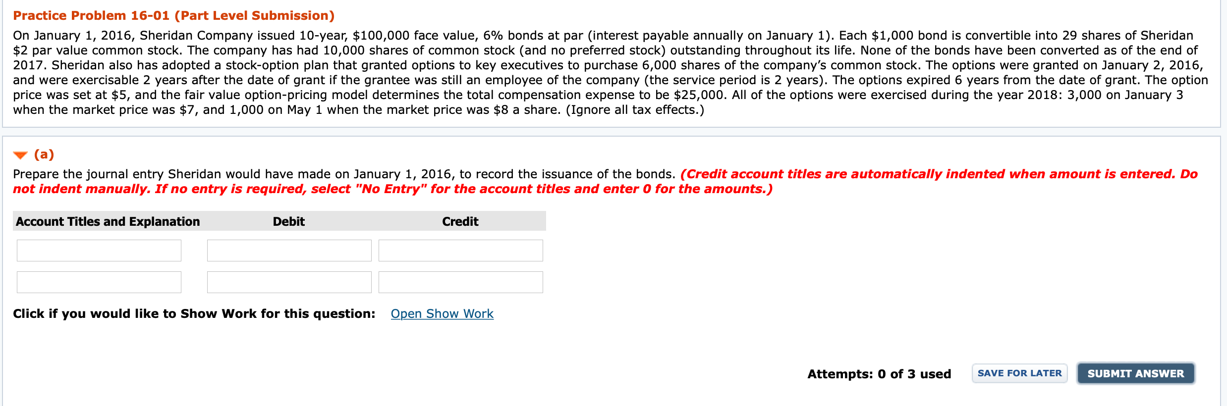 Solved Practice Problem 16-01 (Part Level Submission) On | Chegg.com