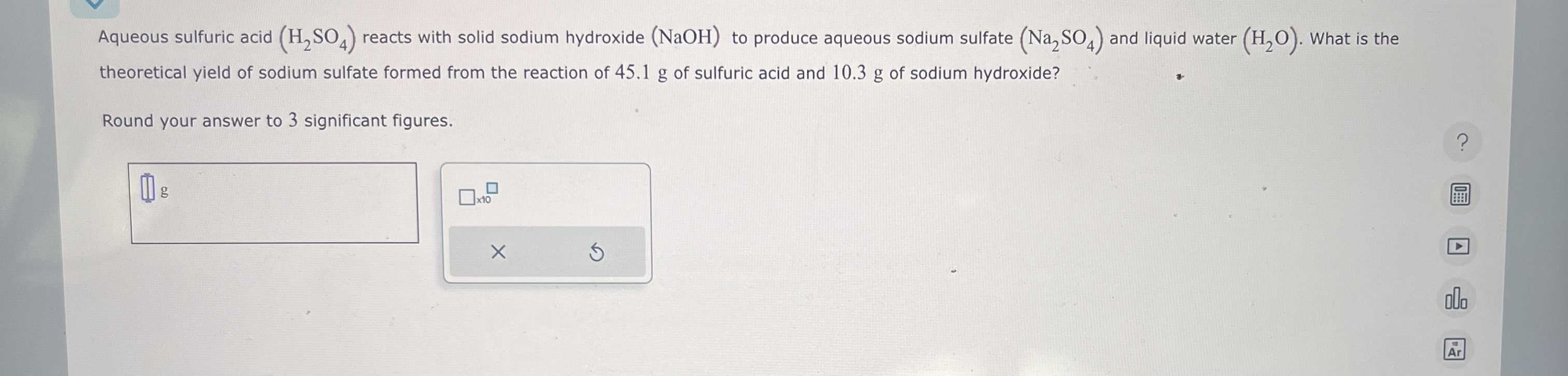 Solved Aqueous sulfuric acid (H2SO4) reacts with solid | Chegg.com