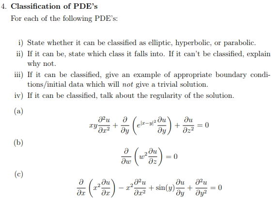 Solved 4. Classification of PDE's For each of the following | Chegg.com