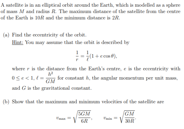 Solved A satellite is in an elliptical orbit around the | Chegg.com