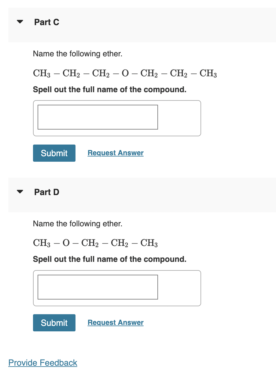 Solved Name the following ether. CH3−CH2−CH2−O−CH2−CH2−CH3 | Chegg.com
