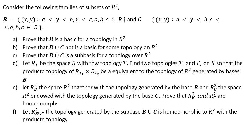 Solved Consider the following families of subsets of R2, | Chegg.com