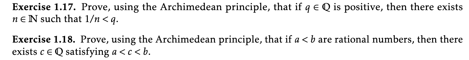 Solved Exercise 1.17. Prove, using the Archimedean | Chegg.com