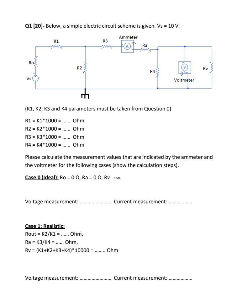 Solved Q1 [20]- Below, a simple electric circuit scheme is | Chegg.com