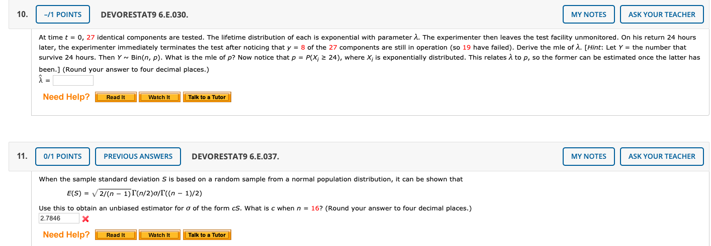 10 1 Points Devorestat9 6 E 030 My Notes Ask