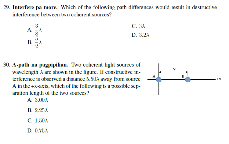 Solved 29. Interfere pa more. Which of the following path | Chegg.com