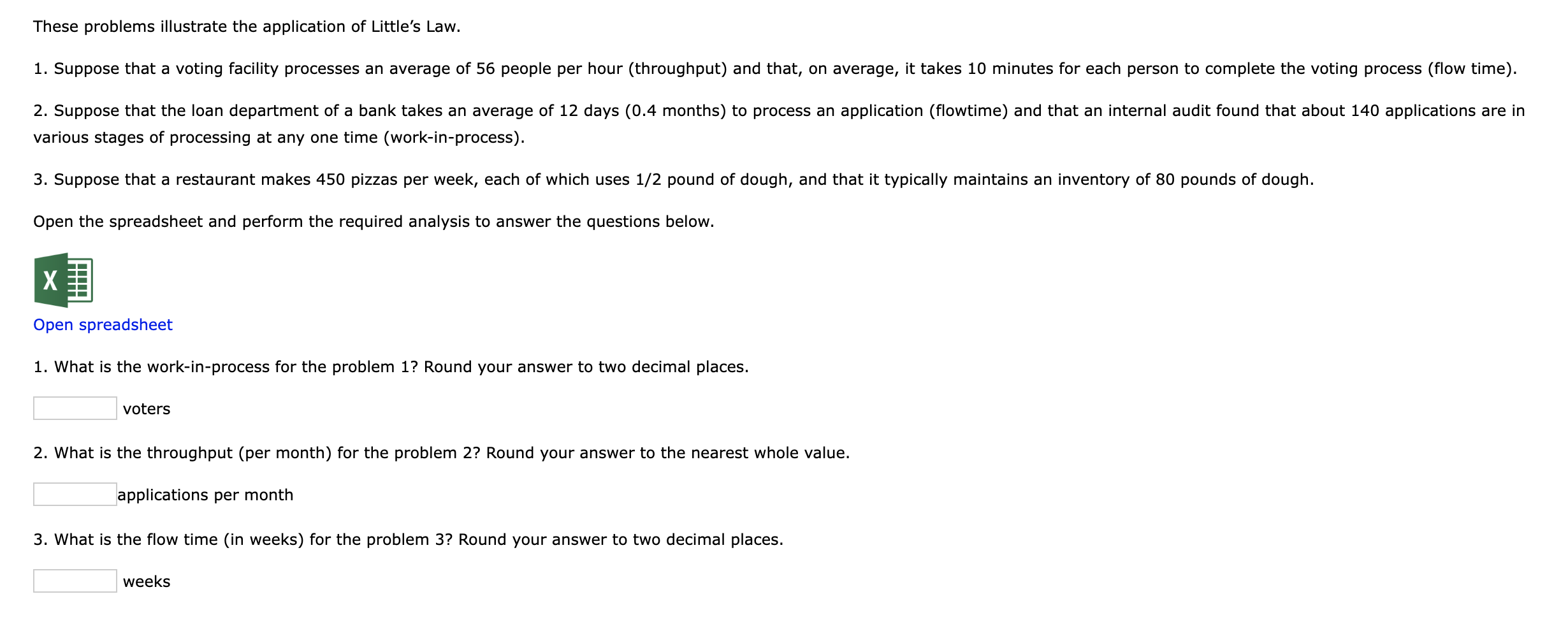 Solved These problems illustrate the application of Little's | Chegg.com