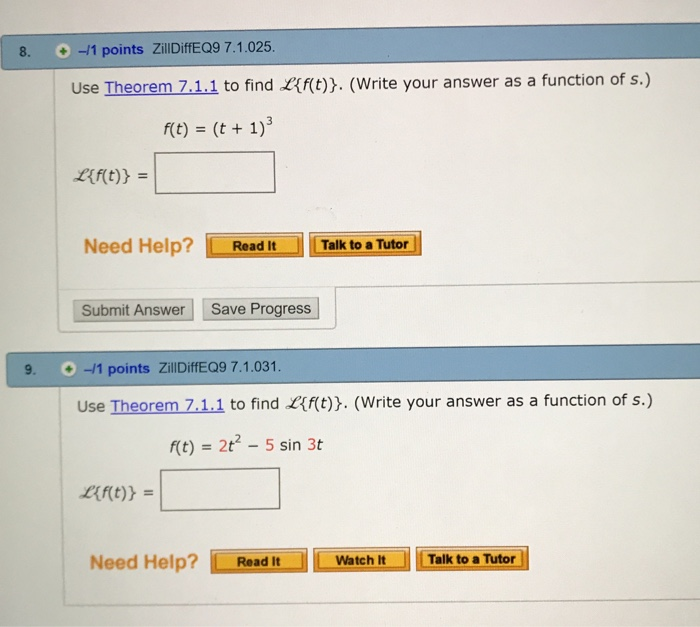 Solved 8. u ㅢ1 points ZillDiffEQ9 7.1.025 Use Theorem 7.1.1 | Chegg.com