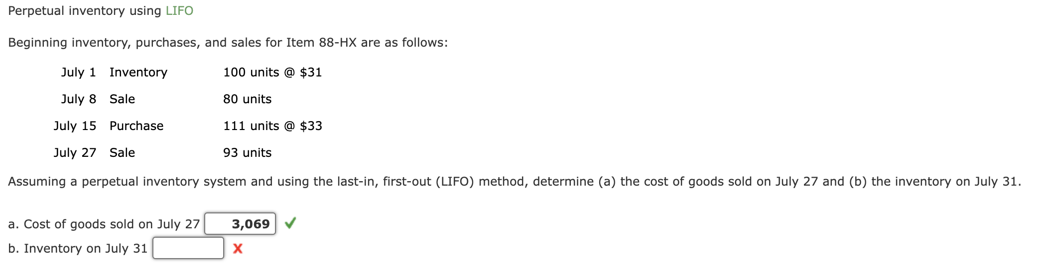 Solved Perpetual inventory using weighted average Beginning | Chegg.com