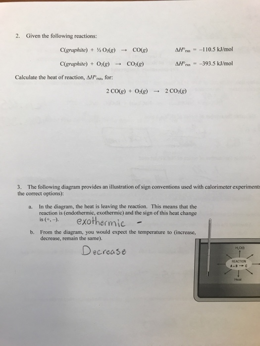 Solved 2. Given the following reactions: C(graphite) | Chegg.com