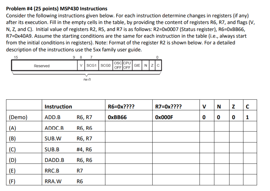 Solved Problem 4 25 Points Msp430 Instructions Consider 