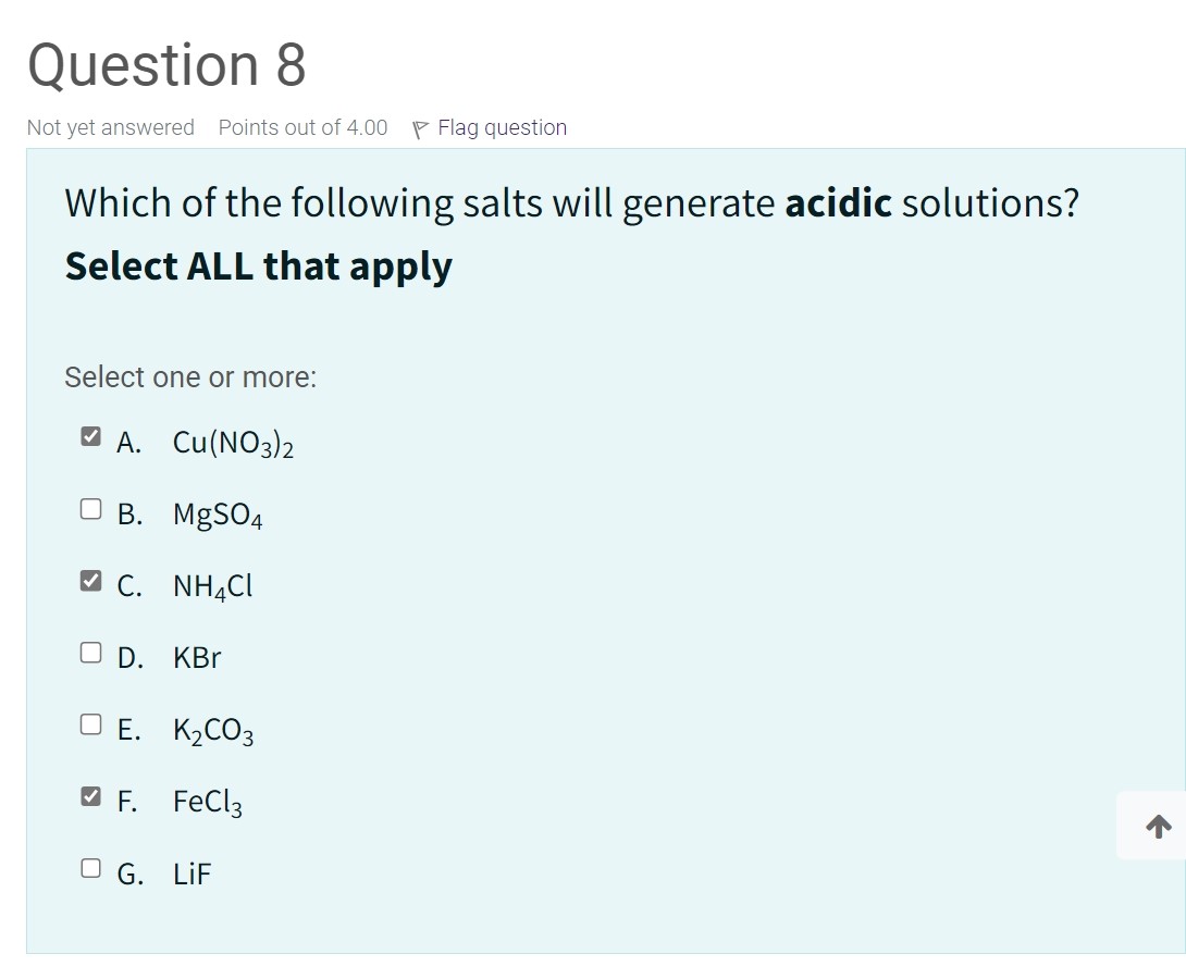High Quality SOLUTION Which of ﻿the following salts will generate acidic | Chegg.com