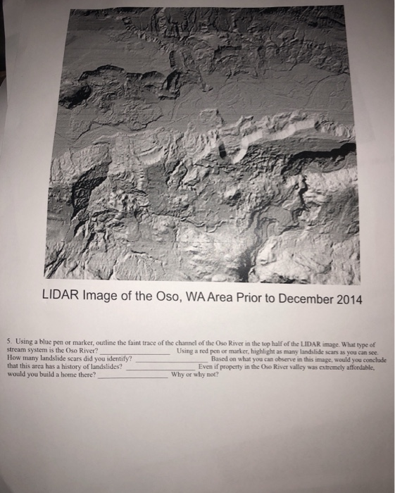 Solved LIDAR Image of the Oso, WA Area Prior to December | Chegg.com