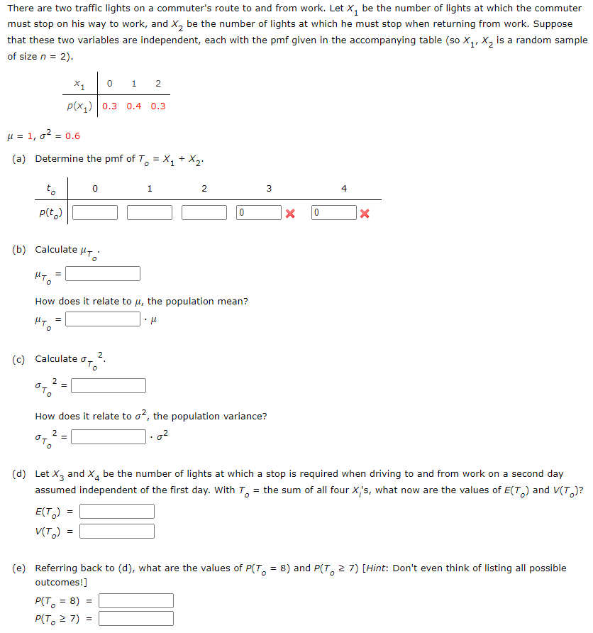 Solved There are two traffic lights on a commuter's route to | Chegg.com