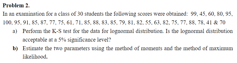 Solved In an examination for a class of 30 students the | Chegg.com