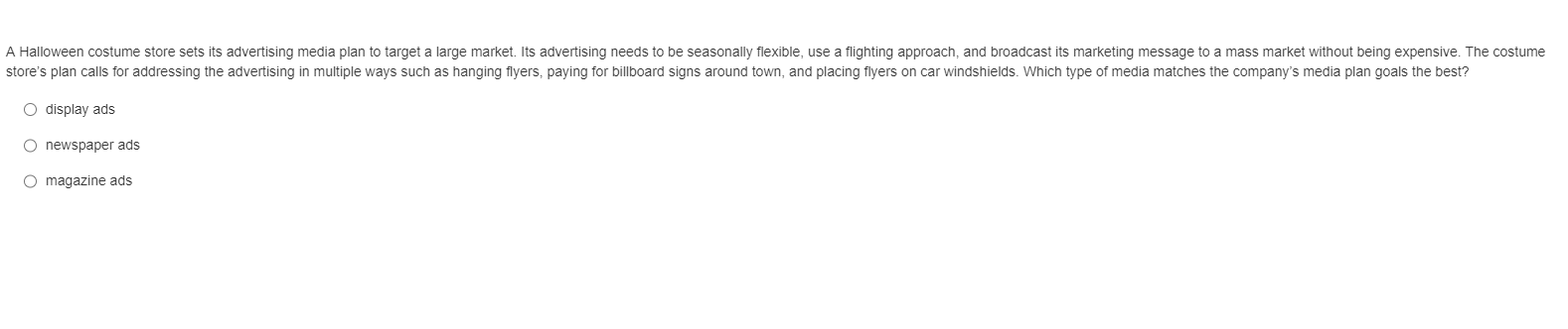 Solved display ads newspaper ads magazine ads | Chegg.com