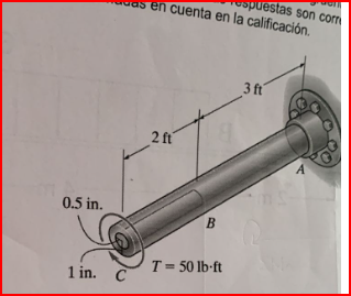 Solved the shaft made of steel G=11*10^3 ksi has a solid | Chegg.com
