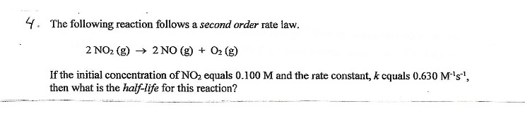 Solved the following is a second order rate lawThe following | Chegg.com