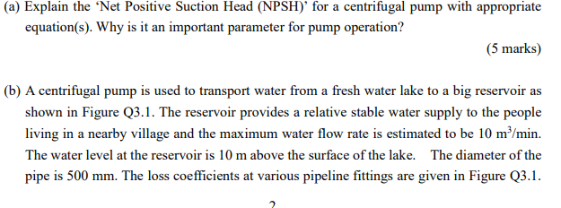 Solved (a) Explain the Net Positive Suction Head (NPSH)' for | Chegg.com
