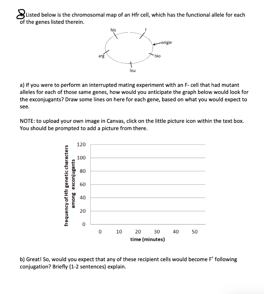 Solved Listed below is the chromosomal map of an Hfr cell, | Chegg.com