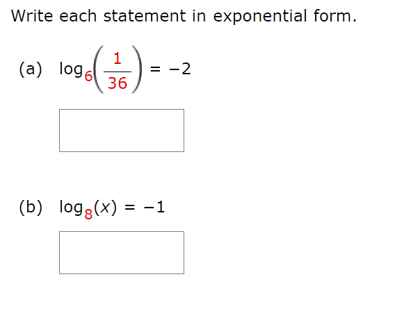 Solved Write each statement in exponential form. (a) | Chegg.com